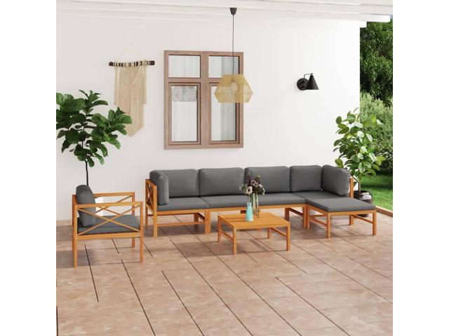 Click here for vidaXL Garden Lounge Set Grey Solid Teak Wood Medi... prices