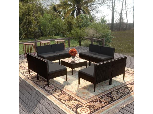 Click here for vidaXL Garden Lounge Set Black PE rattan Modular G... prices