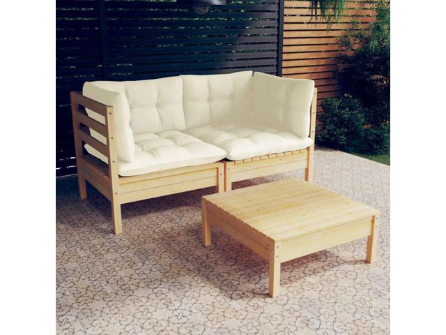 Click here for vidaXL Garden Lounge Set Cream Solid pinewood  fab... prices