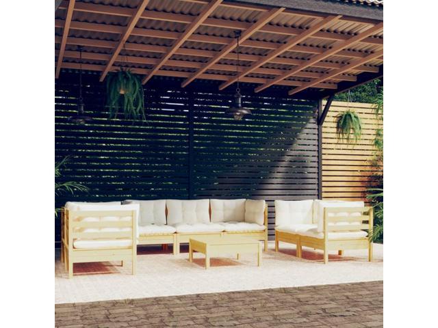Click here for vidaXL Garden Lounge Set Cream  Natural Wood Solid... prices
