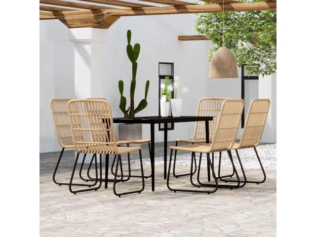 Click here for vidaXL Dining Set Black PE rattan  powder-coated s... prices