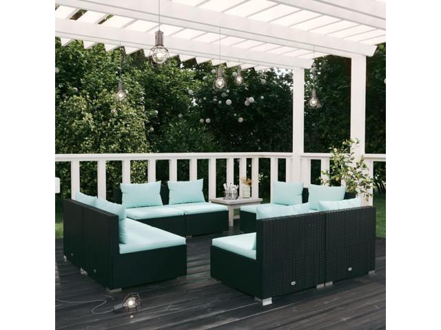 Click here for vidaXL Garden Lounge Set Black PE rattan  powder-c... prices