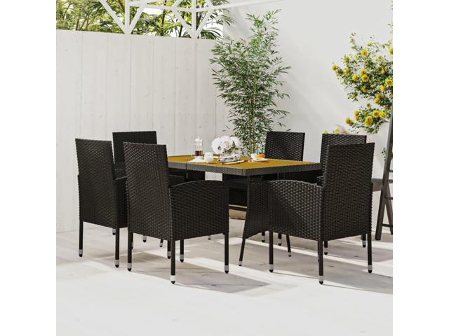 Click here for vidaXL Outdoor Dining Set Black PE rattan  steel... prices