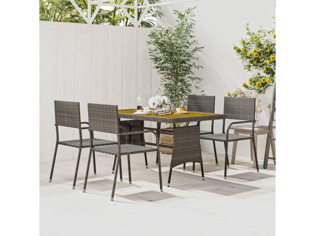 Click here for vidaXL Outdoor Dining Set Grey PE rattan  steel  s... prices