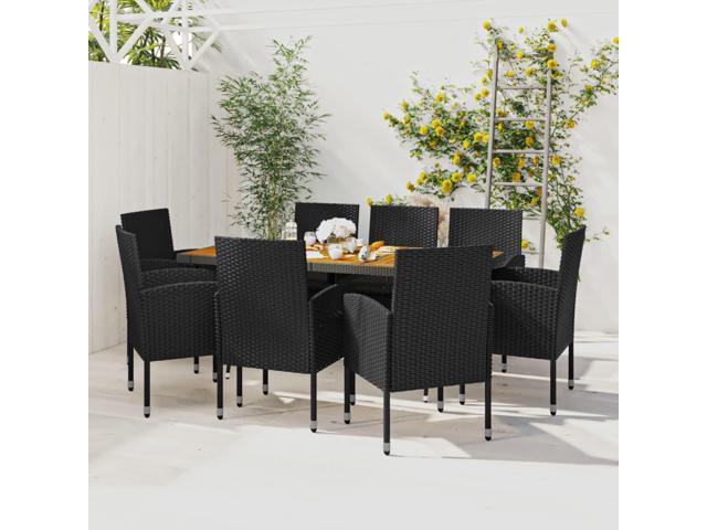 Click here for vidaXL Outdoor Dining Set Black PE rattan  steel... prices