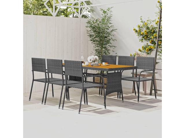 Click here for vidaXL Outdoor Dining Set Grey PE rattan  steel  s... prices