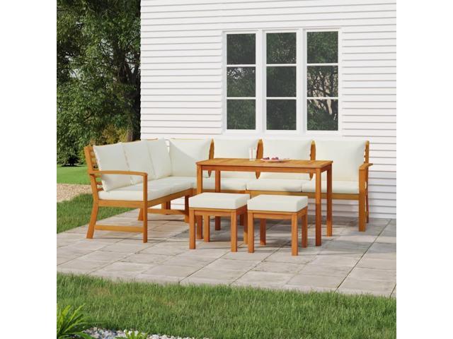Click here for vidaXL Garden Dining Set Cream White  Natural Wood prices