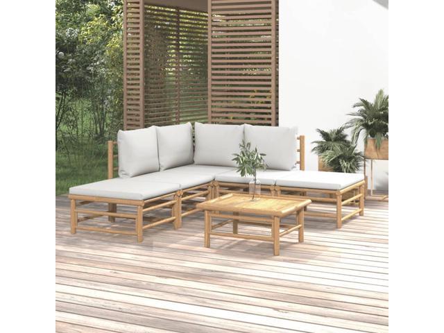 Click here for vidaXL Garden Lounge Set Light grey  Bamboo Bamboo... prices