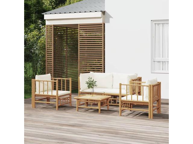 Click here for vidaXL Garden Lounge Set Bamboo with Cream White prices