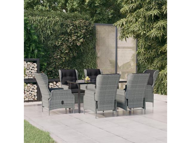 Click here for vidaXL Garden Dining Set Light Grey Poly Rattan 7... prices