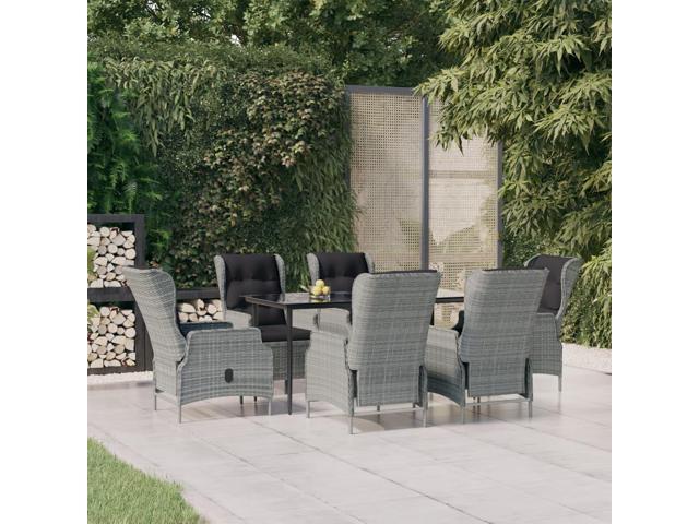 Click here for vidaXL Garden Dining Set Light Grey Poly Rattan St... prices