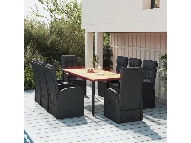 Click here for vidaXL Garden Dining Set Black PE rattan Large Adj... prices