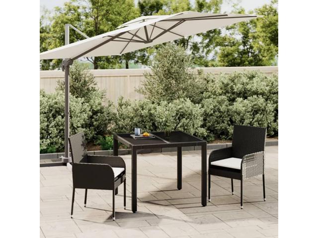 Click here for vidaXL Garden Dining Set Black Poly Rattan Regular... prices