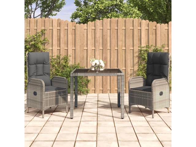 Click here for vidaXL Garden Dining Set Grey PE rattan Medium Adj... prices