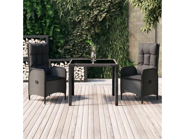 Click here for vidaXL Garden Dining Set Black PE rattan Medium Ad... prices