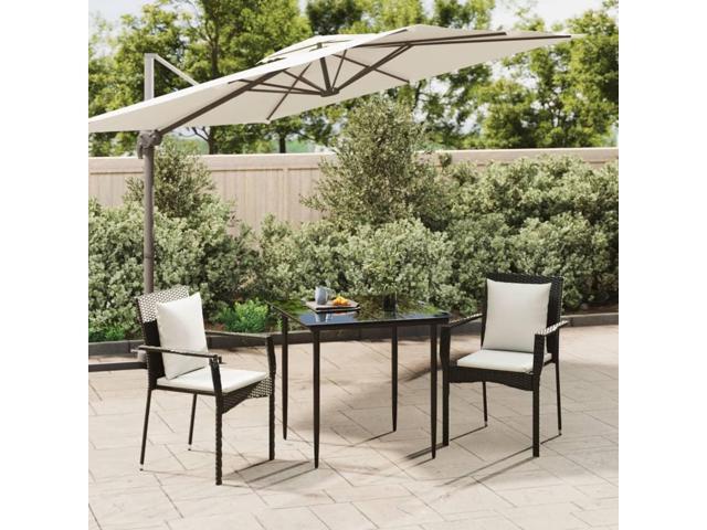 Click here for vidaXL Garden Dining Set Black Poly Rattan Regular... prices