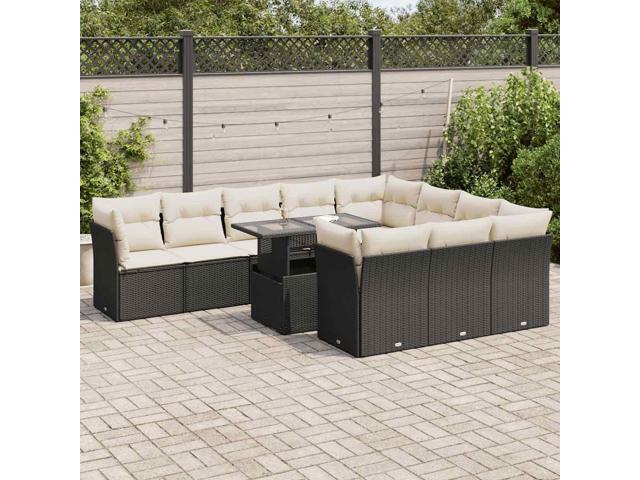 Click here for vidaXL Garden Sofa Set Black PE Rattan Large Adjus... prices