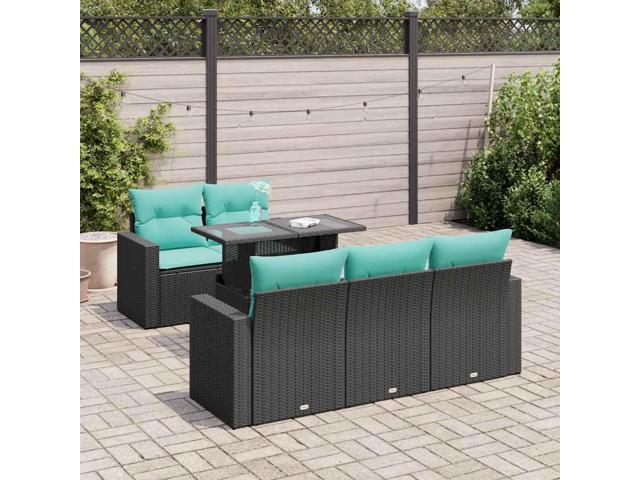 Click here for vidaXL 6 Piece Patio Sofa Set with Cushions Black... prices