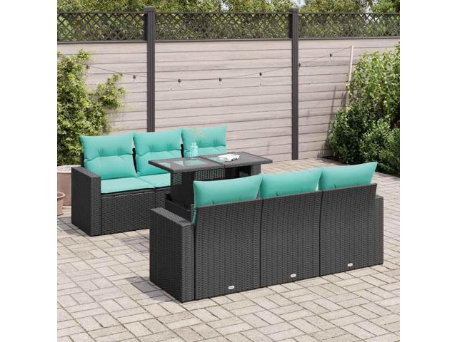 Click here for vidaXL 7 Piece Patio Sofa Set with Cushions Black... prices