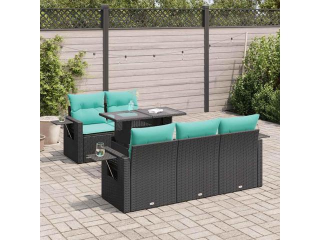 Click here for vidaXL 6 Piece Patio Sofa Set with Cushions Black... prices