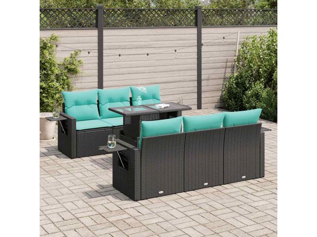 Click here for vidaXL 7 Piece Patio Sofa Set with Cushions Black... prices