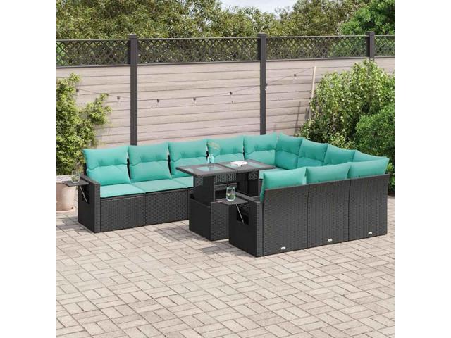 Click here for vidaXL 11 Piece Patio Sofa Set with Cushions Black... prices