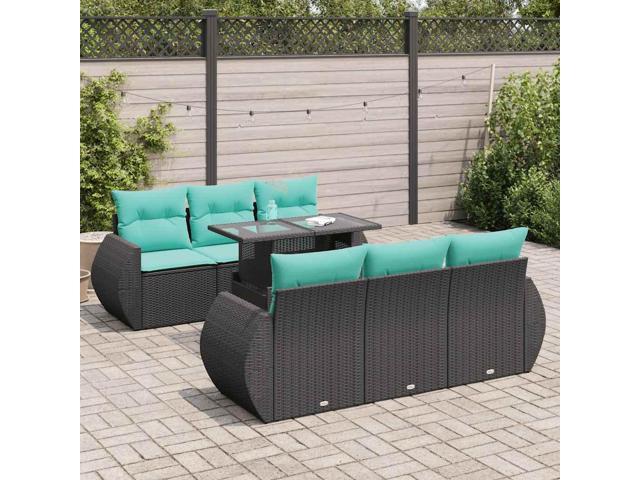 Click here for vidaXL 7 Piece Patio Sofa Set with Cushions Black... prices