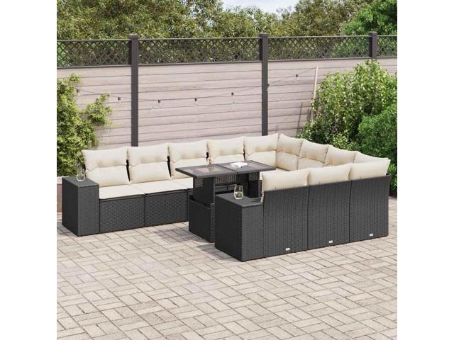 Click here for vidaXL Garden Sofa Set Black PE Rattan Large Adjus... prices