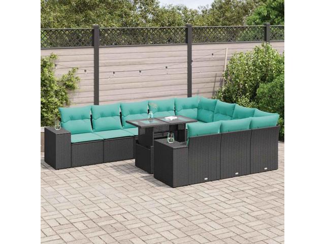 Click here for vidaXL 15 Piece Patio Sofa Set with Cushions Black... prices
