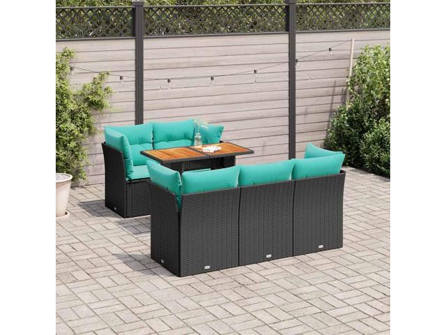 Click here for vidaXL 6 Piece Patio Sofa Set with Cushions Black... prices