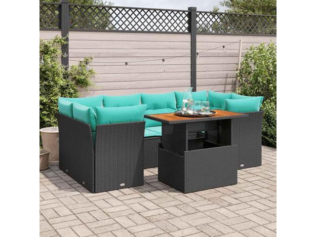 Click here for vidaXL 7 Piece Patio Sofa Set with Cushions Black... prices