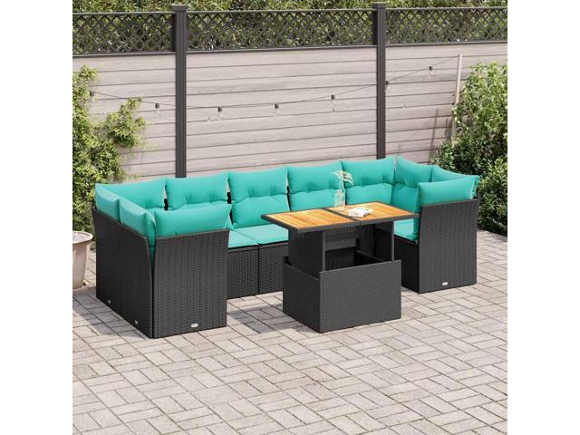 Click here for vidaXL 8 Piece Patio Sofa Set with Cushions Black... prices