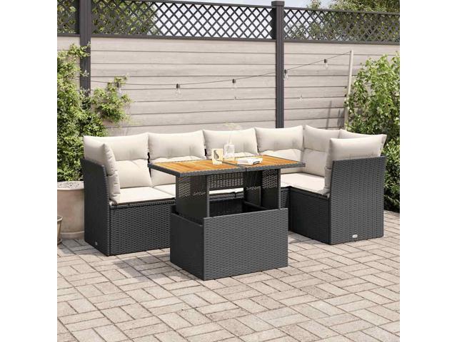 Click here for vidaXL Garden Sofa Set Black and Cream White PE Ra... prices