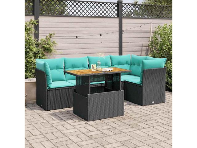 Click here for vidaXL 6 Piece Patio Sofa Set with Cushions Black... prices