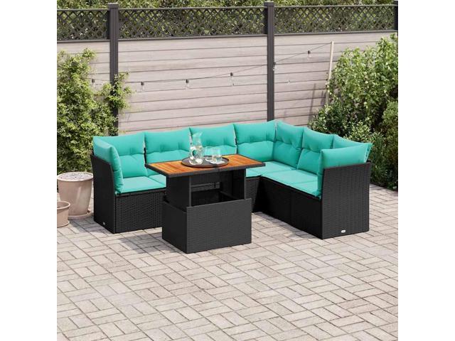 Click here for vidaXL 7 Piece Patio Sofa Set with Cushions Black... prices