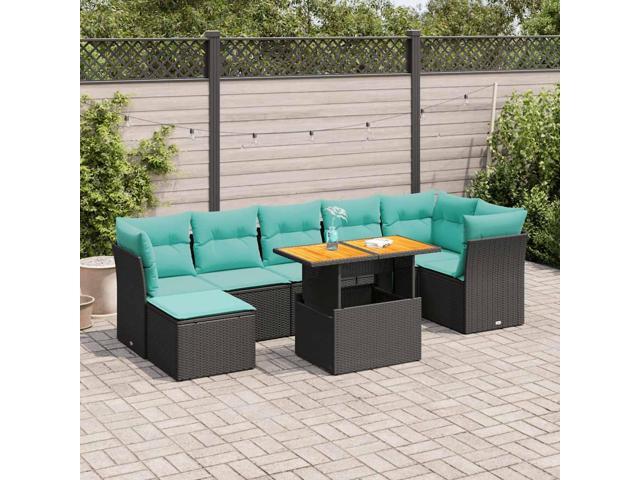 Click here for vidaXL 8 Piece Patio Sofa Set with Cushions Black... prices