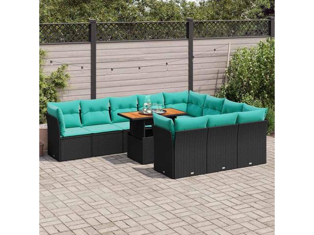 Click here for vidaXL 11 Piece Patio Sofa Set with Cushions Black... prices