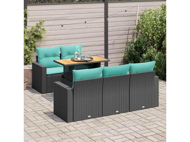 Click here for vidaXL 6 Piece Patio Sofa Set with Cushions Black... prices