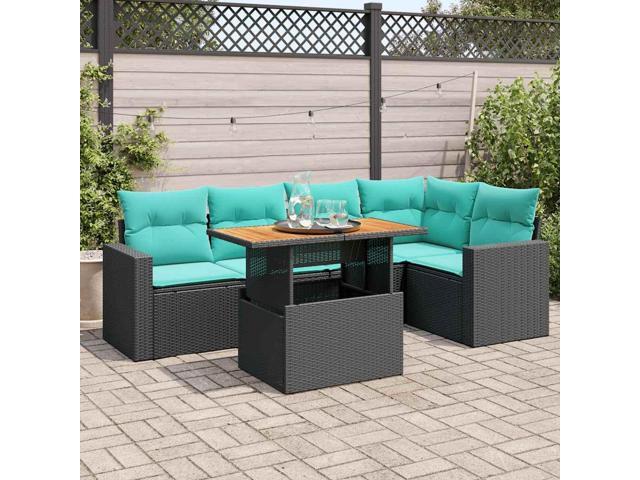 Click here for vidaXL 6 Piece Patio Sofa Set with Cushions Black... prices