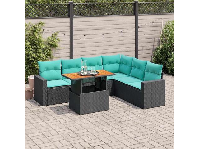 Click here for vidaXL 7 Piece Patio Sofa Set with Cushions Black... prices