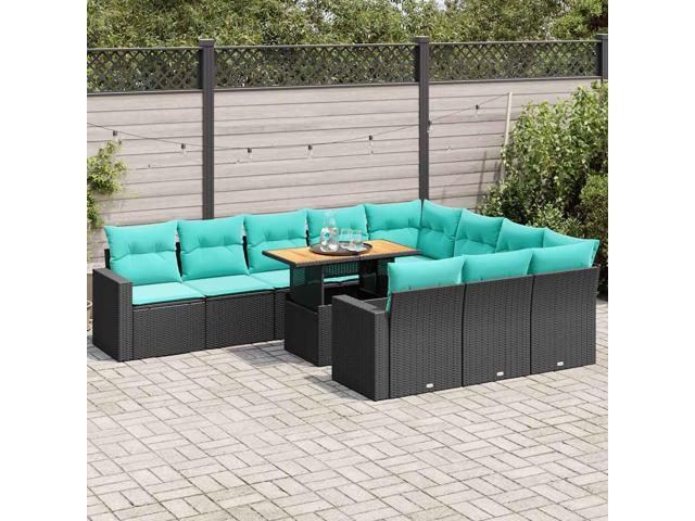 Click here for vidaXL 11 Piece Patio Sofa Set with Cushions Black... prices