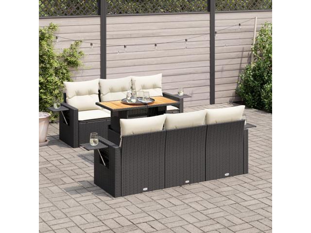 Click here for vidaXL Garden Sofa Set Black PE Rattan Large Adjus... prices