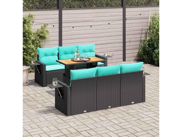 Click here for vidaXL 7 Piece Patio Sofa Set with Cushions Black... prices