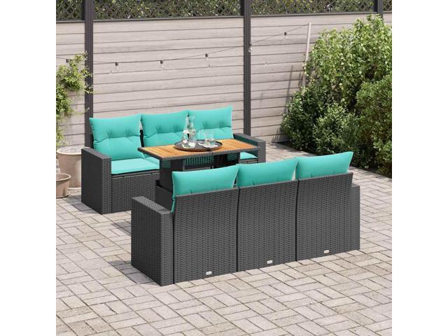 Click here for vidaXL 7 Piece Patio Sofa Set with Cushions Black... prices