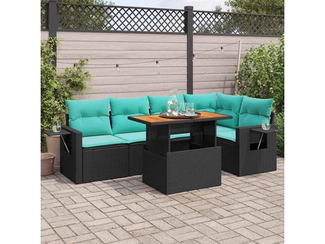 Click here for vidaXL 6 Piece Patio Sofa Set with Cushions Black... prices
