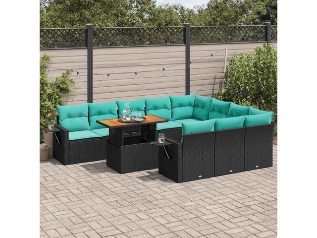 Click here for vidaXL 11 Piece Patio Sofa Set with Cushions Black... prices