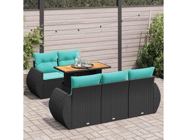 Click here for vidaXL 6 Piece Patio Sofa Set with Cushions Black... prices