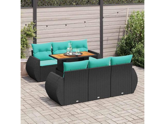 Click here for vidaXL 7 Piece Patio Sofa Set with Cushions Black... prices