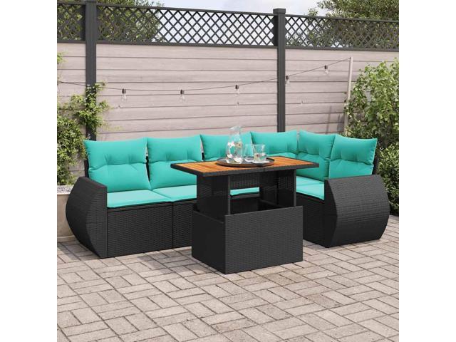 Click here for vidaXL 6 Piece Patio Sofa Set with Cushions Black... prices