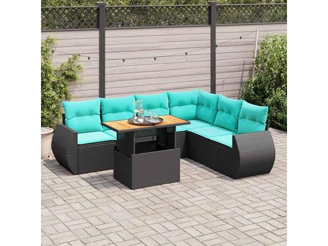 Click here for vidaXL 7 Piece Patio Sofa Set with Cushions Black... prices